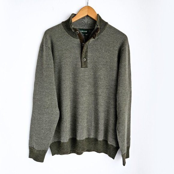 Orvis | Sweaters | Orvis Merino Wool Quarter Zip Cardigan Sweater Mens ...